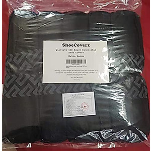 Shoecoverz Brand Black Industrial Disposable Shoe Covers for Men and Women Extra Thick 45 GSM Material Workman Booties Extra Large 100 Pack