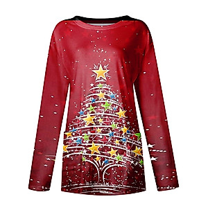 70S Tops for Women Plus Size with Pockets Merry Christmas Tunic Long Shirts to Wear with Leggings to Wear with Leggings Long Sleeve Sweatshirt Graphic Fall Fashion 2023 Trends Outfits Yellow L