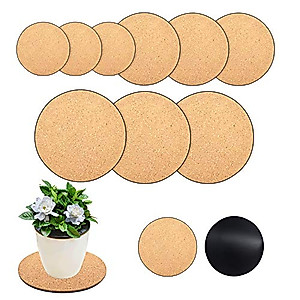 9 PCS 3 Sizes Cork Plant Mat Round Cork Plant Coasters-4/6/8 Inch DIY Cork Pad Plant Plate Pad for Gardening, Indoor and Outdoor Pots, DIY Craft Supplies