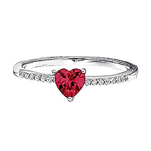 1 1/5 CT Heart Shape Simulated Pink Ruby & White Cubic Zirconia Wedding Engagement Ring in 14K White Gold Plated 925 Sterling Silver (1.20 Cttw) Ring Size -4