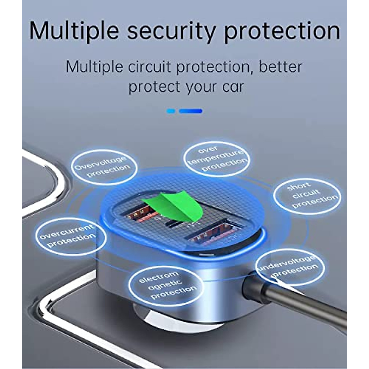 Impulsiqs 6 Port USB C Car Charger Adapter – 75W Car USB Charger Multi Port 5 ft Backseat Extension - 12v Cigarette Lighter USB Charger Plug - Super Fast Type C PD3.0 QC3.0 Compatible with iPhone