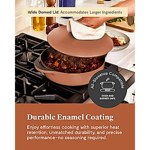 Caraway Enameled Cast Iron Braiser - 3.5 qt Braiser Pan - 3 Layer Enamel Coating - No Seasoning Required - Compatible With All Stovetops - Oven Safe - Free From Forever Chemicals - Cream