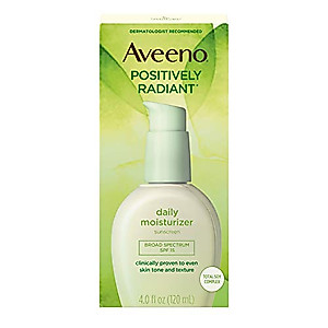 Aveeno Positively Radiant Daily Face Moisturizer with Broad Spectrum SPF 15 Sunscreen and Soy Extract, 4 fl. oz