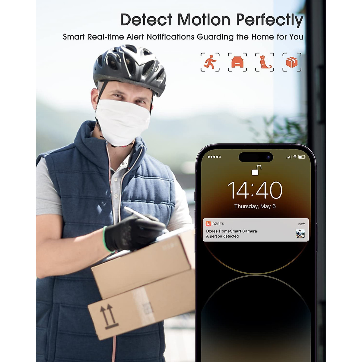 Dzees Doorbell Camera Wireless, 2K Video Doorbell Wireless, WiFi Doorbell with AI Analysis, Rechargeable Wireless Battery, IP65 Weatherproof, 2-Way Audio, 160º Wide-Angle, Anti Theft