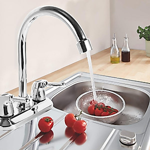 Veemoon Kitchen Faucet, Double Switch Faucet, Stainless Steel Kitchen Tap Water Faucet Hot and Cold Faucet Household Faucet Sink to Rotate Copper Core