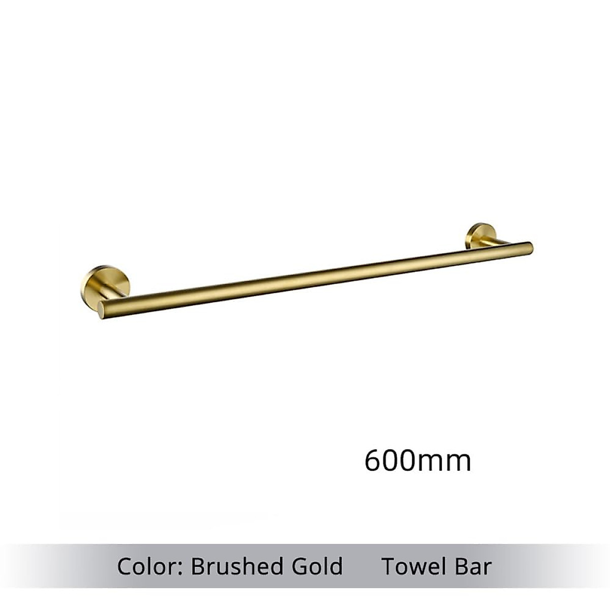 Bathroom Hardware Set Accessories Kit Brushed Stainless Steel Round Wall Rack Hand Bar Toilet Roll Paper Holder Robe Towel Hook,BG,Towel bar,60cm