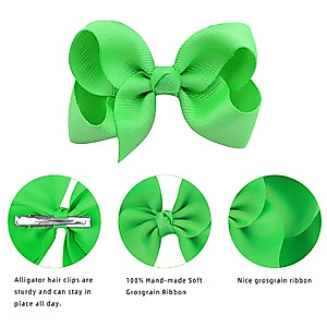 CN 20pcs 4" Hair Bows for Toddler Girls, Grosgrain Ribbon Pigtail Bows Alligator Clips Hair Accessories for Baby Girls Infants Teens Kids Children
