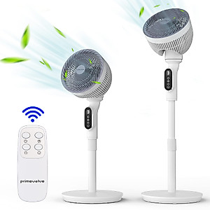 Primevolve 10.6 inch Oscillating Fan for Bedroom, Air Circulator Fan with 6 Speeds Powerful Airflow, Height Adjustable for Cooling Room, Office, Kitchen, White