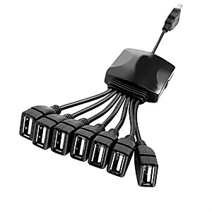 7 Port USB 2.0 Black High Speed Hub Splitter Cable High Speed for PC Laptop Mac