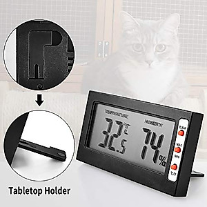 Simple Deluxe Digital Thermometer and Hygrometer with Humidity Probe for Reptile Tank/Egg Incubator Easy to Read, Thermo&Hygro Meter, Black