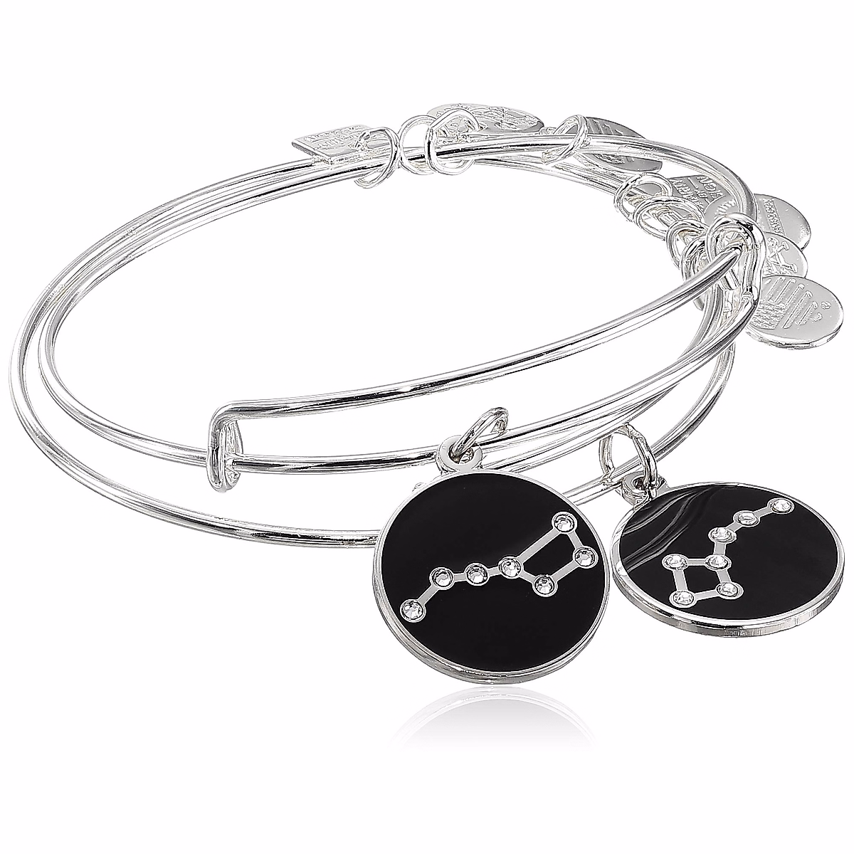 Alex and Ani Summer Expandable Bangle for Women, Big and Little Dipper Charm, Shiny Silver Finish, 2 to 3.5 in, Set of 2