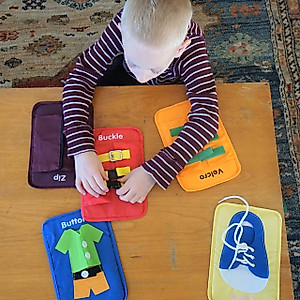SENSORY4U Learning to Dress Busy Board Cards - Fine Motor Skills for Early Education Kids to Help Learn Basic Life Skills