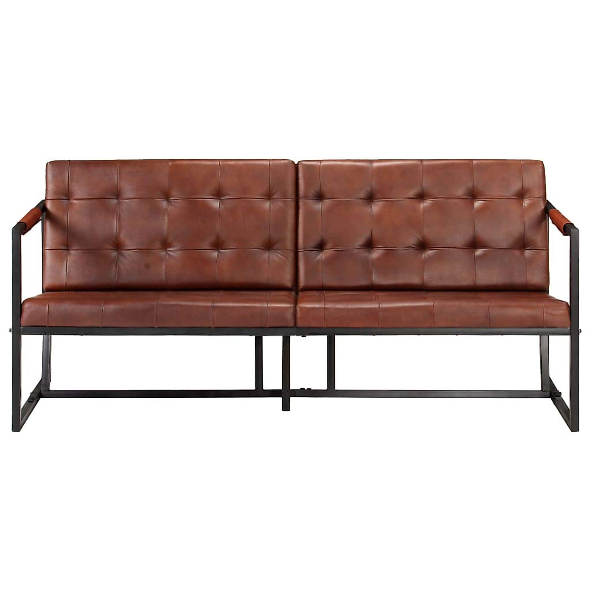 VRAXO 3-Seater Sofa Brown Real Goat Leather,Sofas-64.06lbs