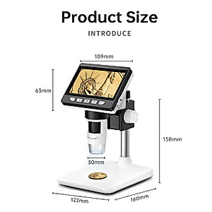 4.3" Coin Microscope - Aopick LCD Digital Microscope 1000X, 1080P USB Coin Magnifier for Error Coins with 8 Adjustable LED Lights, PC View, Compatible with MacOS Windows