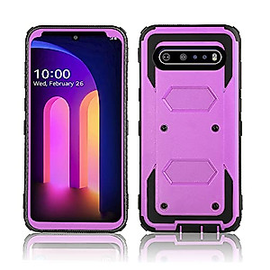 Asuwish Phone Case for LG V60 ThinQ V60ThinQ 5G G9 Thin Q Cover Hybrid Rugged Shockproof Hard Drop Proof Full Body Protective Heavy Duty Mobile Cell Accessories LGV60 V 60 60ThinQ 60V Women Purple