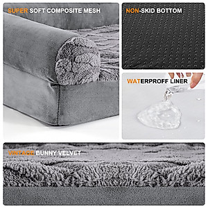 JOEJOY Orthopedic Dog Bed for Extra Large Dogs, Egg Crate Foam Dog Beds with Removable Washable Cover, Cozy Waterproof Lining Bolster Pet Sleeping Beds, Anti-Slip Bottom Dog Sofa Bed 44"x32"