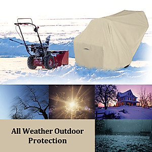 Heavy Duty 600D Oxford Fabric Snow Blower Cover - All Weather Premium Waterproof Dustproof UV Protection - Fit Most Electric Two-Stage Snow Blowers (51.2" L x 33.1" W x 40.2" H)