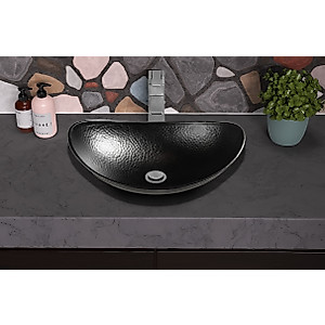 Monarch Abode 19186 Hand Hammered Matte Black Harbor Vessel Bathroom Sink (19 inches)