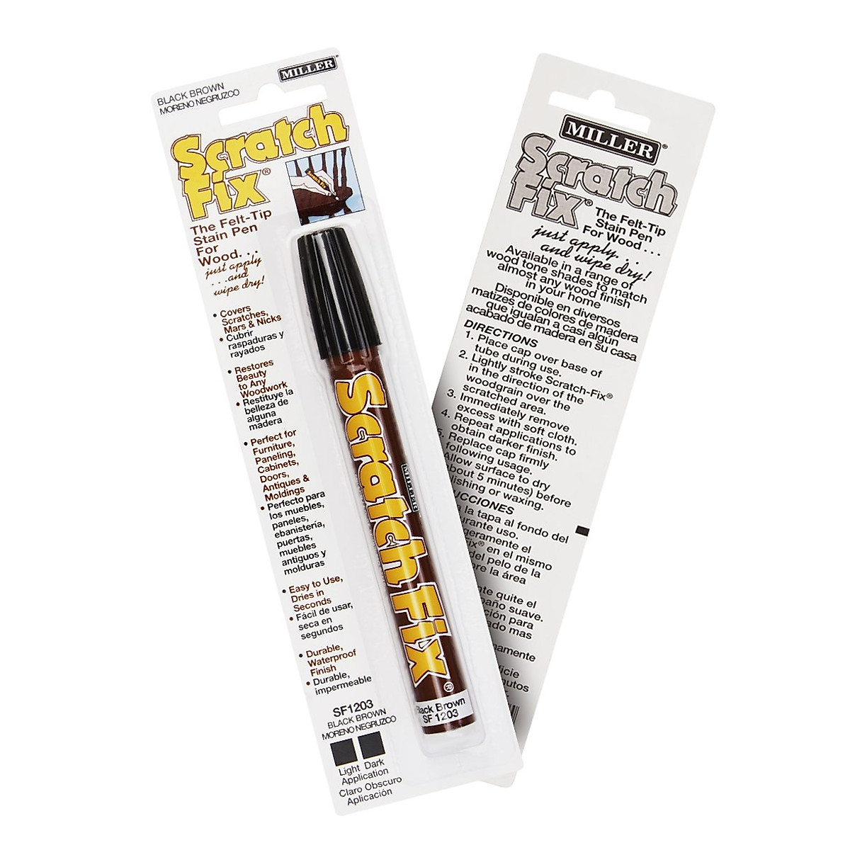Miller SF1203 Wood Stain Scratch Fix Pen / Wood Repair Marker - Black Brown Wood