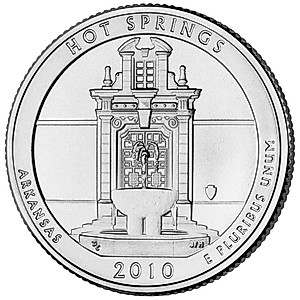 US 2010 Arkansas Hot Springs National Park BU Uncirculated Quarter Coin Magnetic Golf Ball Marker Antique Brass Finish Divot Tool