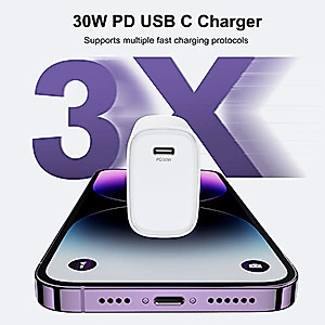 30W USB C Fast Charger, 2-Pack USB-C Power Adapter PD 3.0 GaN Wall Plug for iPhone 14/14 Pro/14 Pro Max/14 Plus/13 Pro/13 Pro Max, Galaxy, iPad Pro Mini, MacBook Air, Samsung Galaxy S22 & More