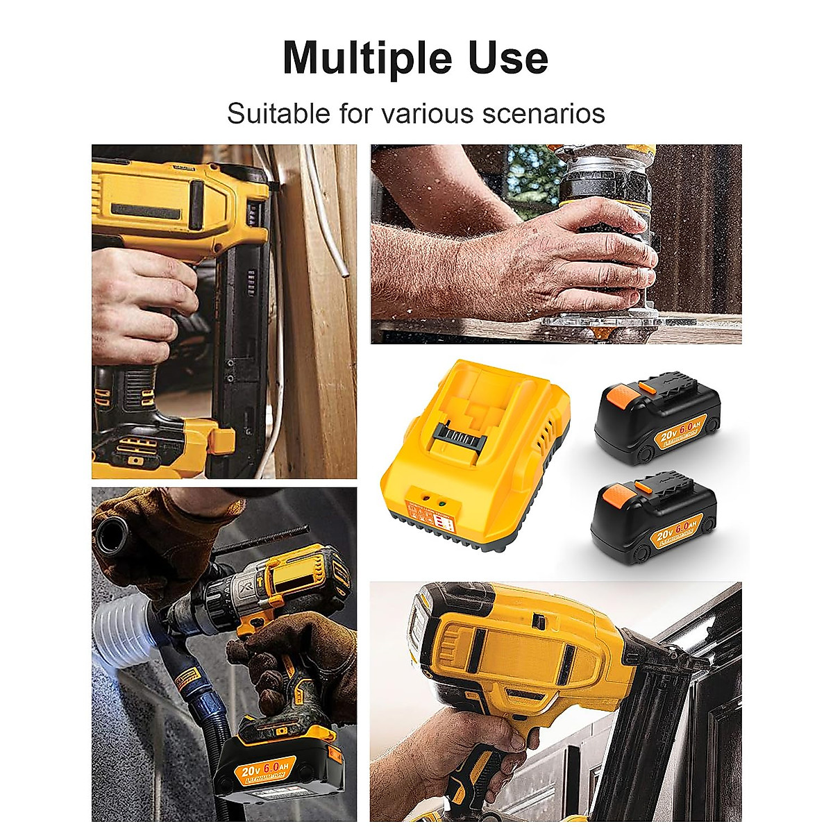 TeenPower Upgraded 20V 6.0Ah Battery Replacement for Dewalt 20v Battery 2Pack with DCB112 Charger Combo