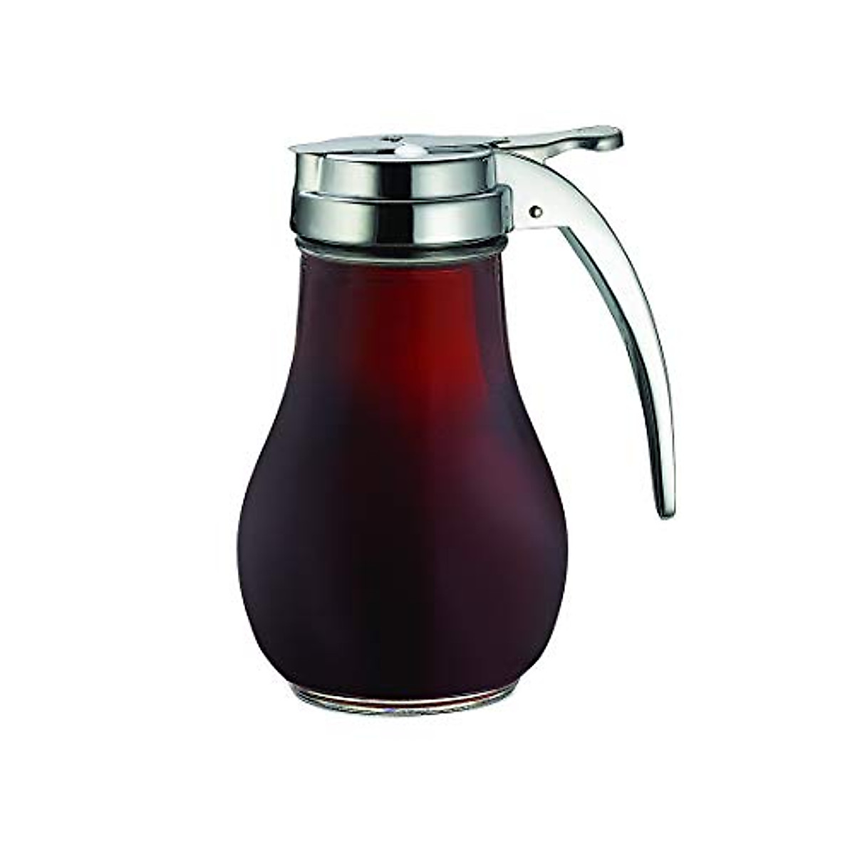Tablecraft H414 Syrup Dispenser with Chrome Plated Metal Top, 14 oz, Clear
