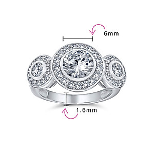 Bling Jewelry Sterling Silver 2 ct CZ Triple Circlet Engagement Ring - Size 7