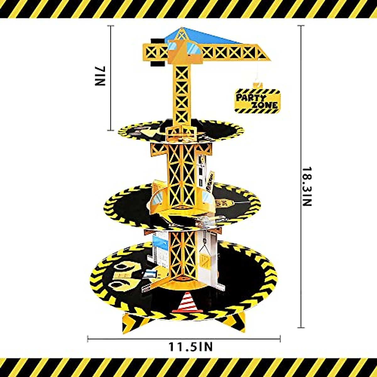 3 Tier Construction Birthday Cupcake Stand Construction Birthday Party Supplies for Construction Baby Shower Dump Truck Party Decorations