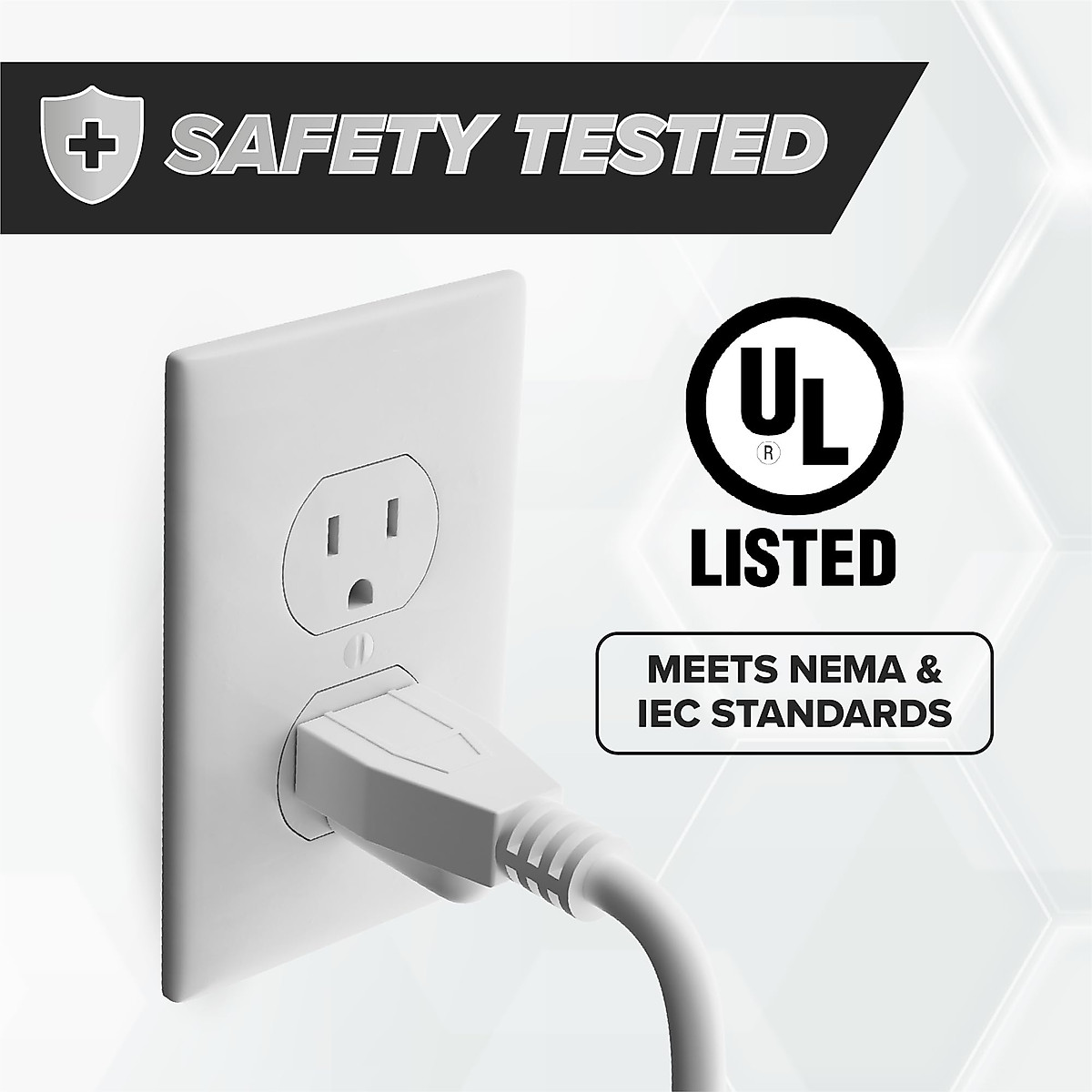 THE CIMPLE CO 6 Feet, White - 3 Prong AC Power Cable for Computer, Medical, Server, & Desktop - C13 Power Supply Cord - NEMA 5-15P to C13 / IEC 320 - (1.8 Meter)