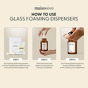 MaisoNovo Foaming Soap Dispenser with Concrete Tray - Hand Soap Refills for Foaming Dispenser - Clear Foaming Dispensers w.Tray 14 oz - 4 Mix Tablets