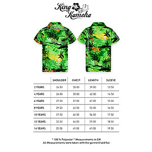 KING KAMEHA Funky Hawaiian Shirt Kids Boys, Shortsleeve, Print Surf, Green, 6