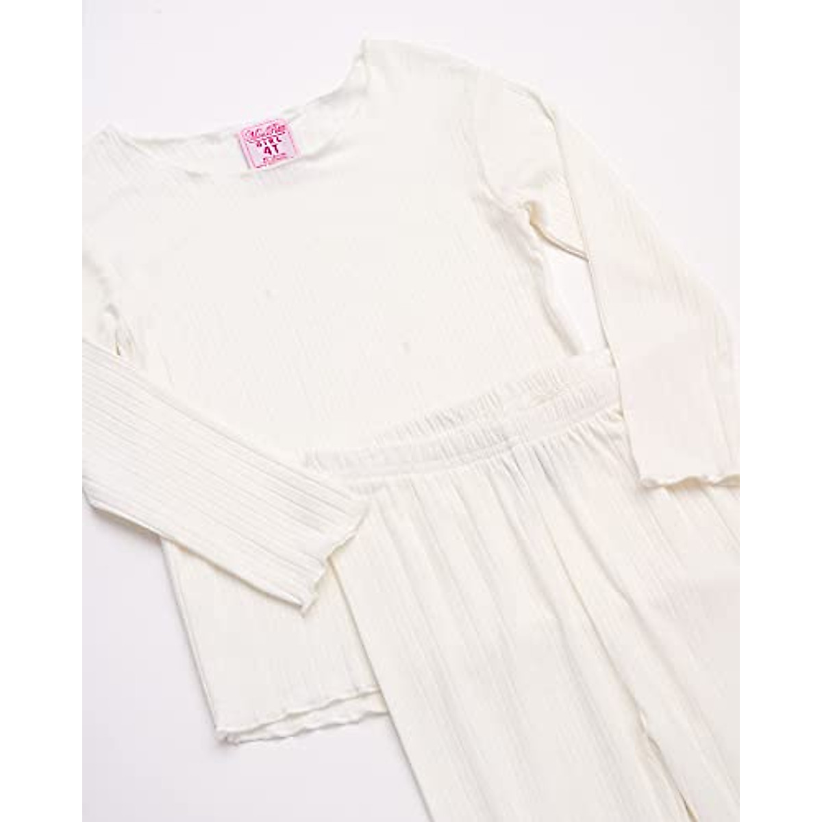 Mon Petit Baby Girls' Pajama Set - 8 Piece Rib Knit Sleepwear Shirt and Jogger Pants (12M-7), Size 4T, Light Pink/Grey/Ivory/Pink