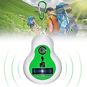 Solar Ultrasonic Outdoor Mosquito Repellent Bug Zapper Outdoor with Compass, Zapper Mosquito Can be Hung Zapper Electronic Insect Killer Design for Camping, Mountaineering, Picnic, Cycling