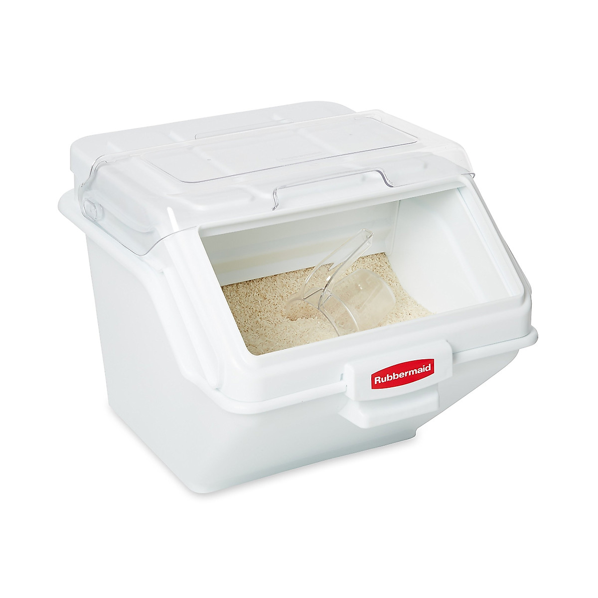 Rubbermaid Commercial Products ProSave Shelf Food Ingredient Bin with Scoop, 200-Cup, White, Kitchen Food Storage Sugar/Grains/Rice/Baking Supplies