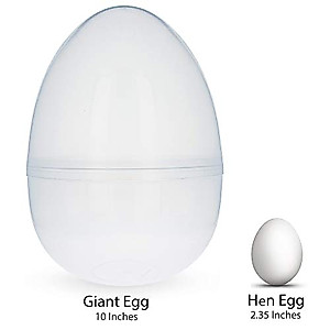 Set of 2 Giant Transparent Jumbo Size Clear Plastic Easter Eggs 10 Inches