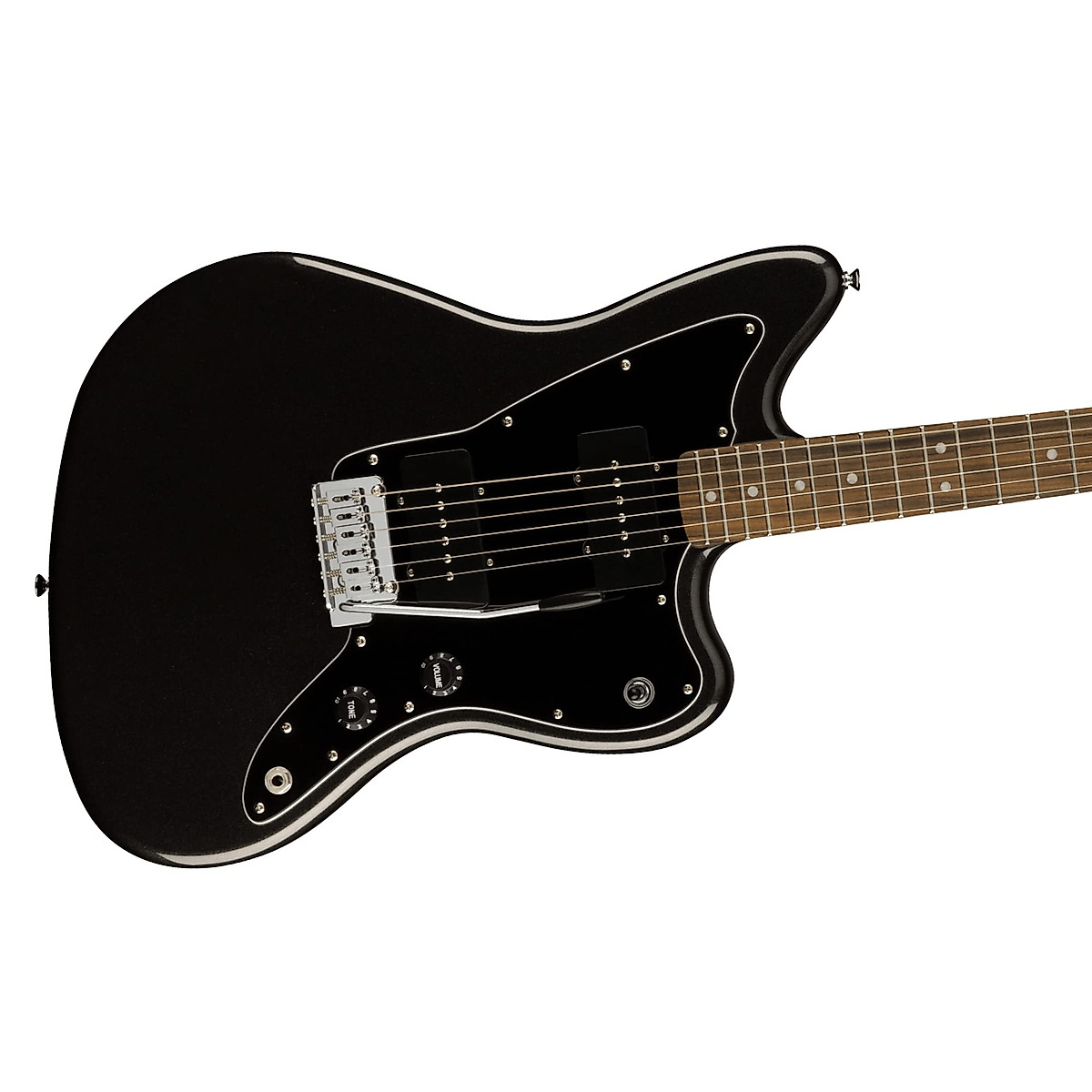 Fender Squier Affinity Jazzmaster - Metallic Black Bundle with Frontman 10G Amplifier, Instrument Cable, Gig Bag, Tuner, Strap, Picks, and Austin Bazaar Instructional DVD