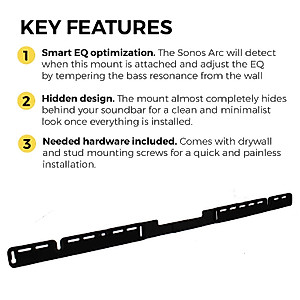HumanCentric Wall Mount Compatible with Sonos Arc Sound Bar (Black), Floating Style Mounting Bracket Compatible with Sonos Arc Wall Mount, Soundbar Mount for Sonos Arc Mount on Wall Under TV