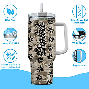 Hyturtle Personalized Pictured Dog Dad 40oz Tumbler with Handle and Straw Gifts for Dog Lovers, Birthday Father's Day Cup Gifts For Men, Best Gift Idea for Dogs Dad Stainless Steel Custom Cup With Lid