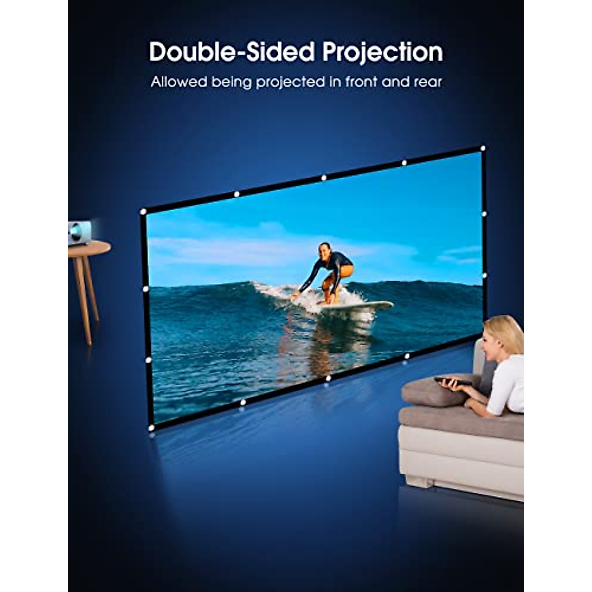 Projector Screen 120 inch, Osoeri 4K 16:9 HD Rear Front Projector Screen Anti-Crease Foldable Projection Screen Double-Sided Portable Outdoor Indoor Projector Screen for Movie Home Theater Yard Travel
