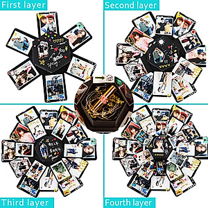 Vienrose Explosion Gift Large Box Set Album Assembled Scrapbook DIY Lovebox Photo Album Box for Birthday Anniversary Wedding Couples Gifts for Boyfriend,Finished box set