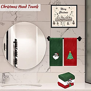Ansoufien Large Christmas Hand Towels 3 Pieces, 100% Cotton Christmas Kitchen Towels 16" x 25" Christmas Towel for Bathroom Christmas Decoration - Red, White, Green