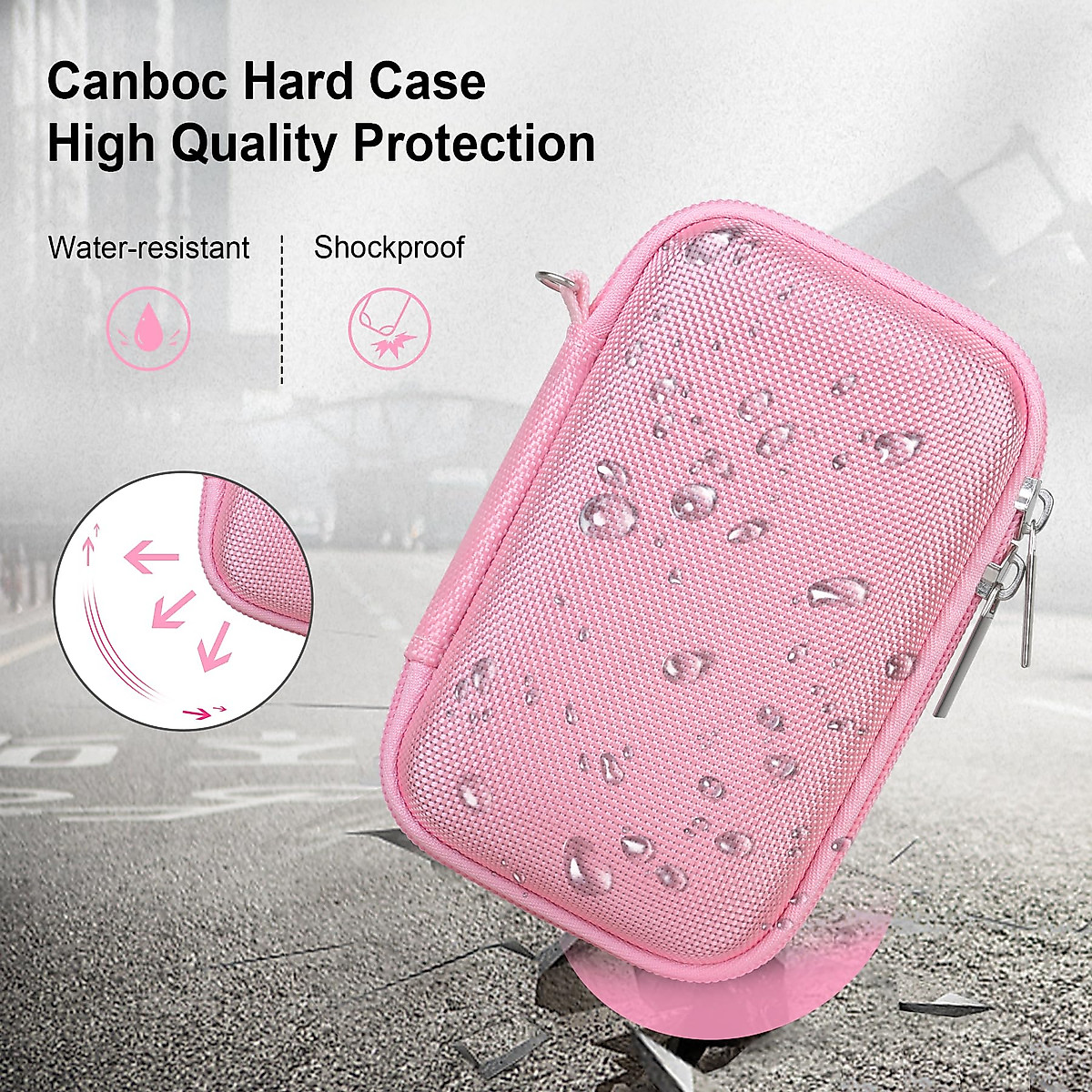 Canboc Camera Case for Canon PowerShot G7 X Mark II/ G7X Mark III Digital 4K Vlogging Camera, Point and Shoot 4K Video Camera Bag, Zipper Mesh Pocket fits USB Cable, Batteries, Pink