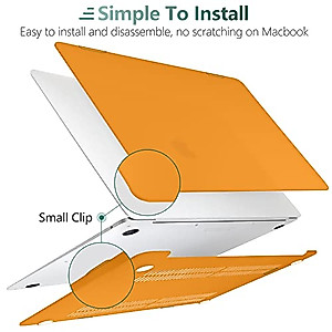 DONGKE Compatible with MacBook Air 13 inch Case 2021 2020 2019 2018 Release Model: M1 A2337 A2179 A1932, Matte Hard Case Cover for MacBook Air 13 inch with Retina Display Touch ID - Orange