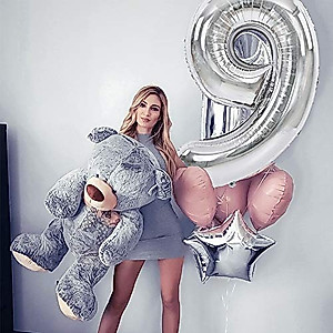 40 Inch Silver Large Numbers Balloons 0-9, Number 1 Digit 1 Helium Balloons, Foil Mylar Big Number Balloons for Birthday Party Anniversary Supplies Decorations