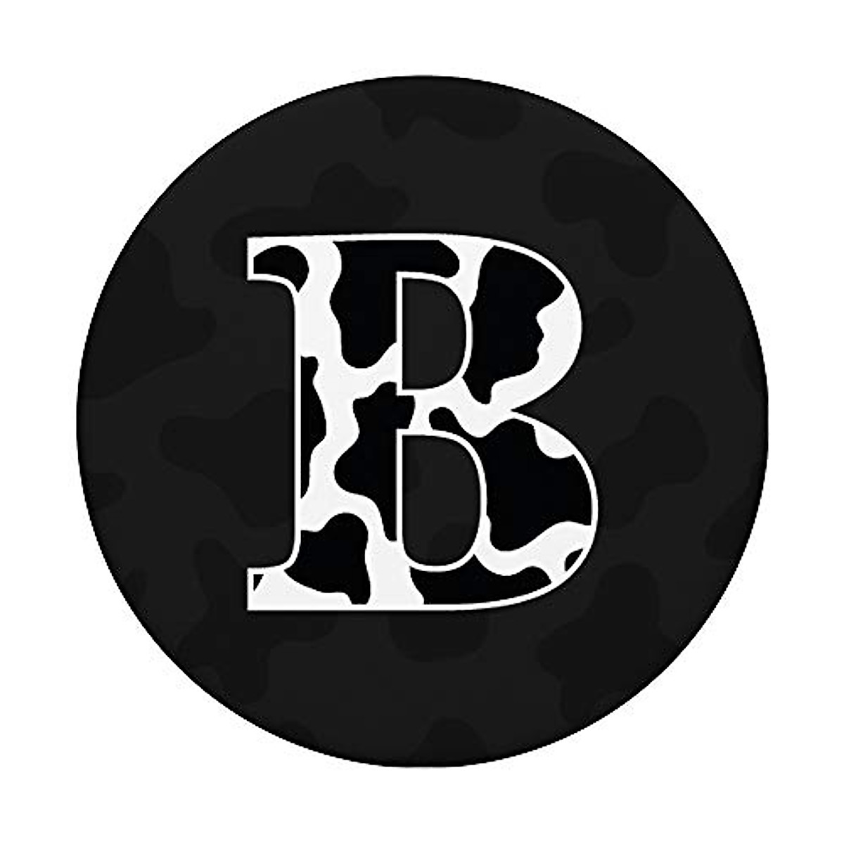 Cow Print Black and White Initial Letter B PopSockets PopGrip: Swappable Grip for Phones & Tablets