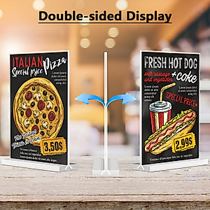 MaxGear Acrylic Sign Holder 8.5x11 Inches 2 Pack, Double Sided Clear Display Stand Table Top Paper Holder, Vertical Menu Flyer Stand, Plastic Frame for Stores, Restaurants, Hotels, Office