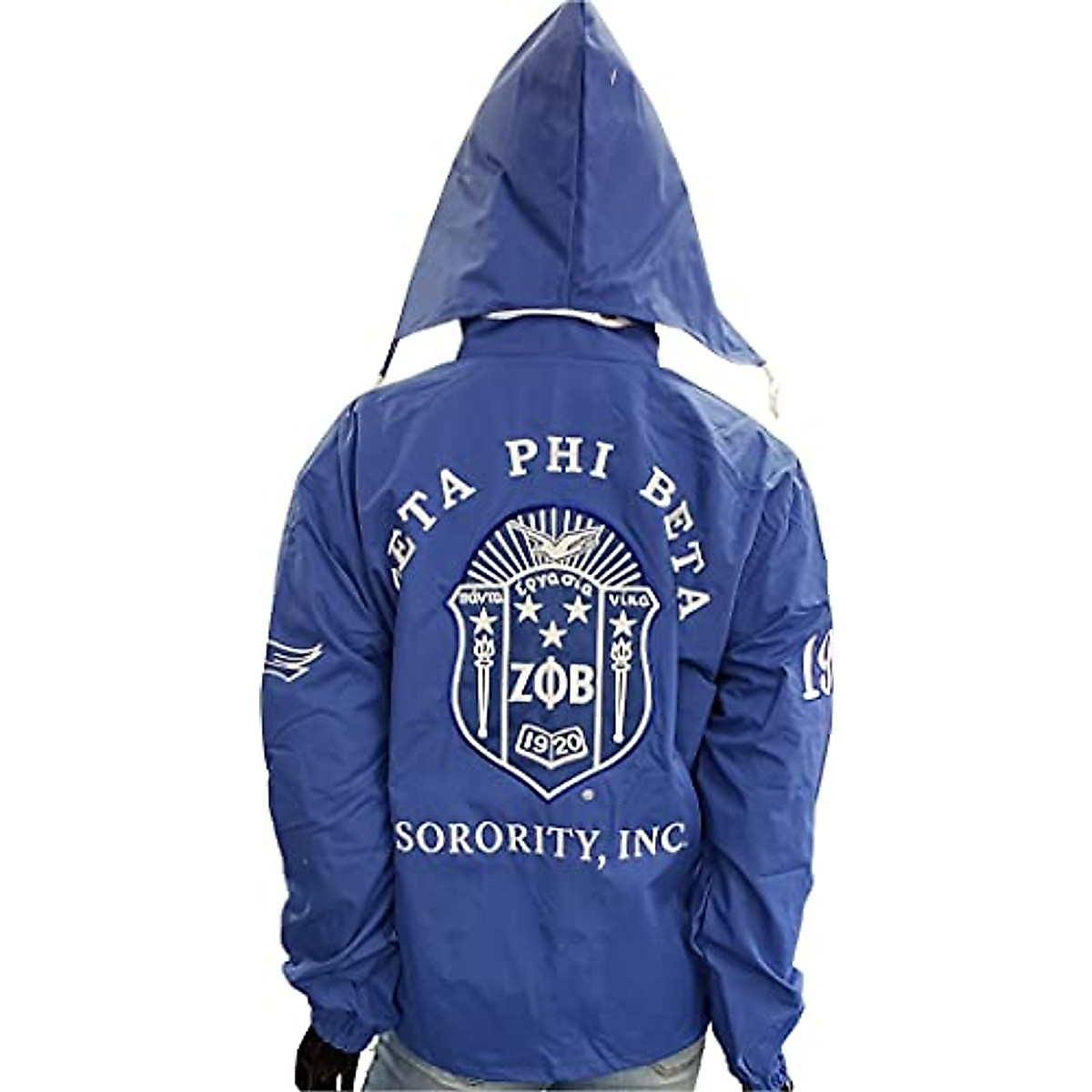 Zeta Phi Beta Buffalo Dallas Sorority Crest Ladies All-Weather Windbreaker Jacket [Blue - XL], 150351