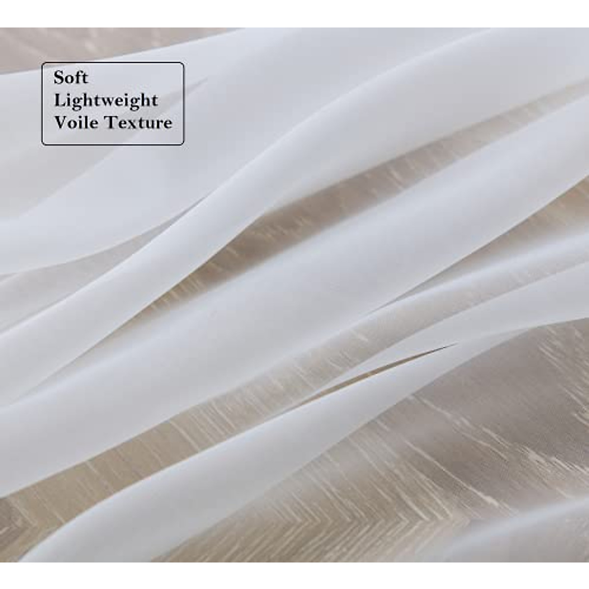 PI Sheer White Curtains 63 Inch Length Short Window Curtains Rod Pocket for Living Room/Bedroom 2 Panels (W52 X L63, Optical White)