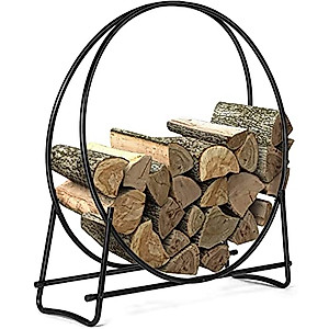 GOFLAME 41 Inch Firewood Log Rack, Round Tubular Steel Fireplace Wood Storage Holder for Indoor & Outdoor Fireplace Pit, Heavy Duty